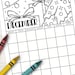 Coloring Calendar for Kids, Undated Monthly Planner Printable, Holiday ...