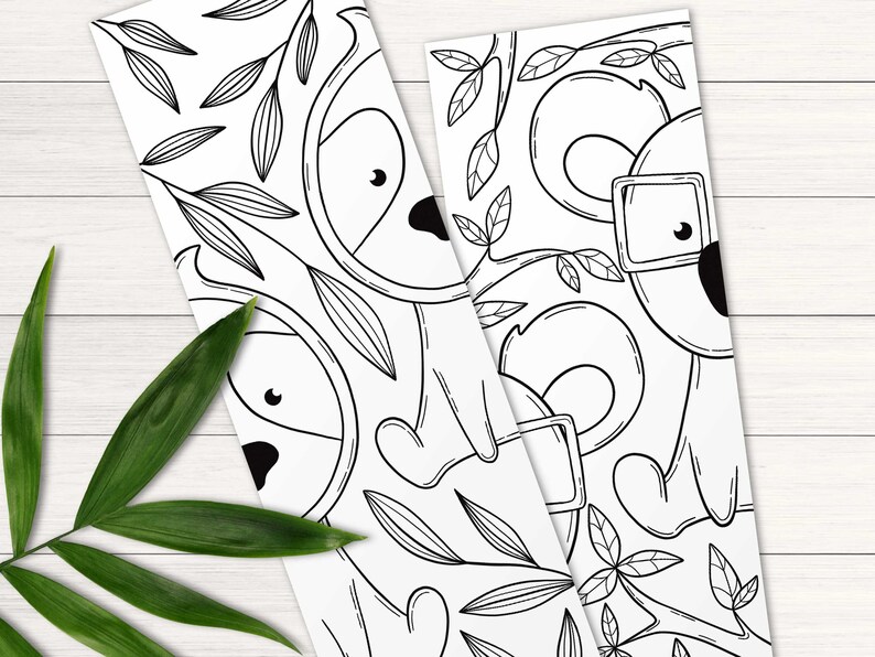 Jungle Animal Coloring Bookmarks for Kids, Printable Bookmarks to Color ...