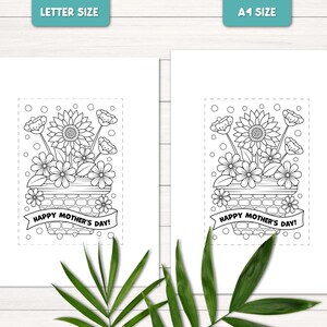 Printable Mother's Day Card, Coloring Card for Kids, Flower Card ...
