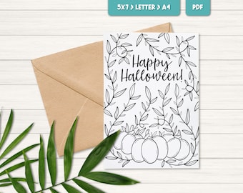 Printable Halloween Coloring Card: Kids Activity (PDF) - Etsy