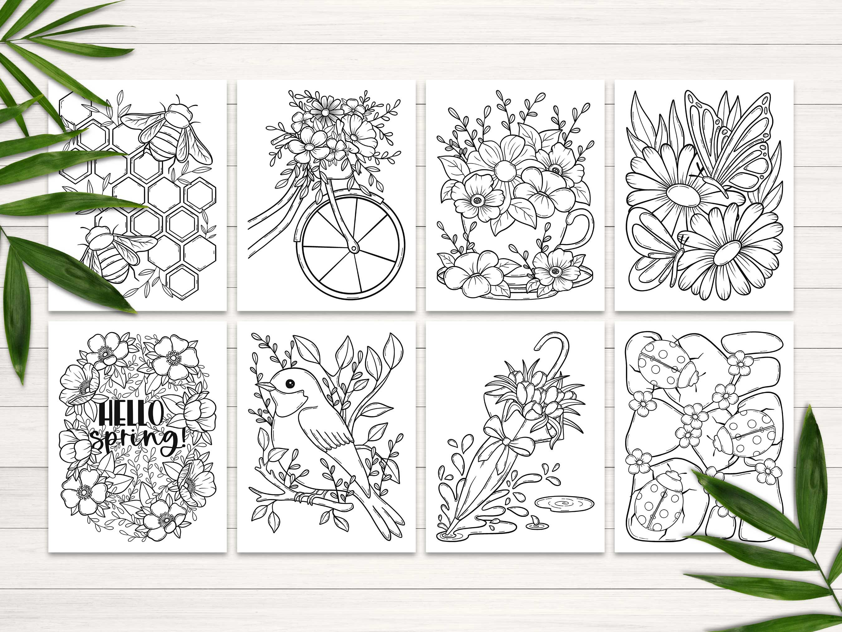 Spring Coloring Pages for Adults, Flower Coloring Book Printable ...