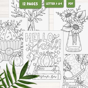 Fall Coloring Pages for Adults, Autumn Coloring Book, Pumpkin Coloring ...