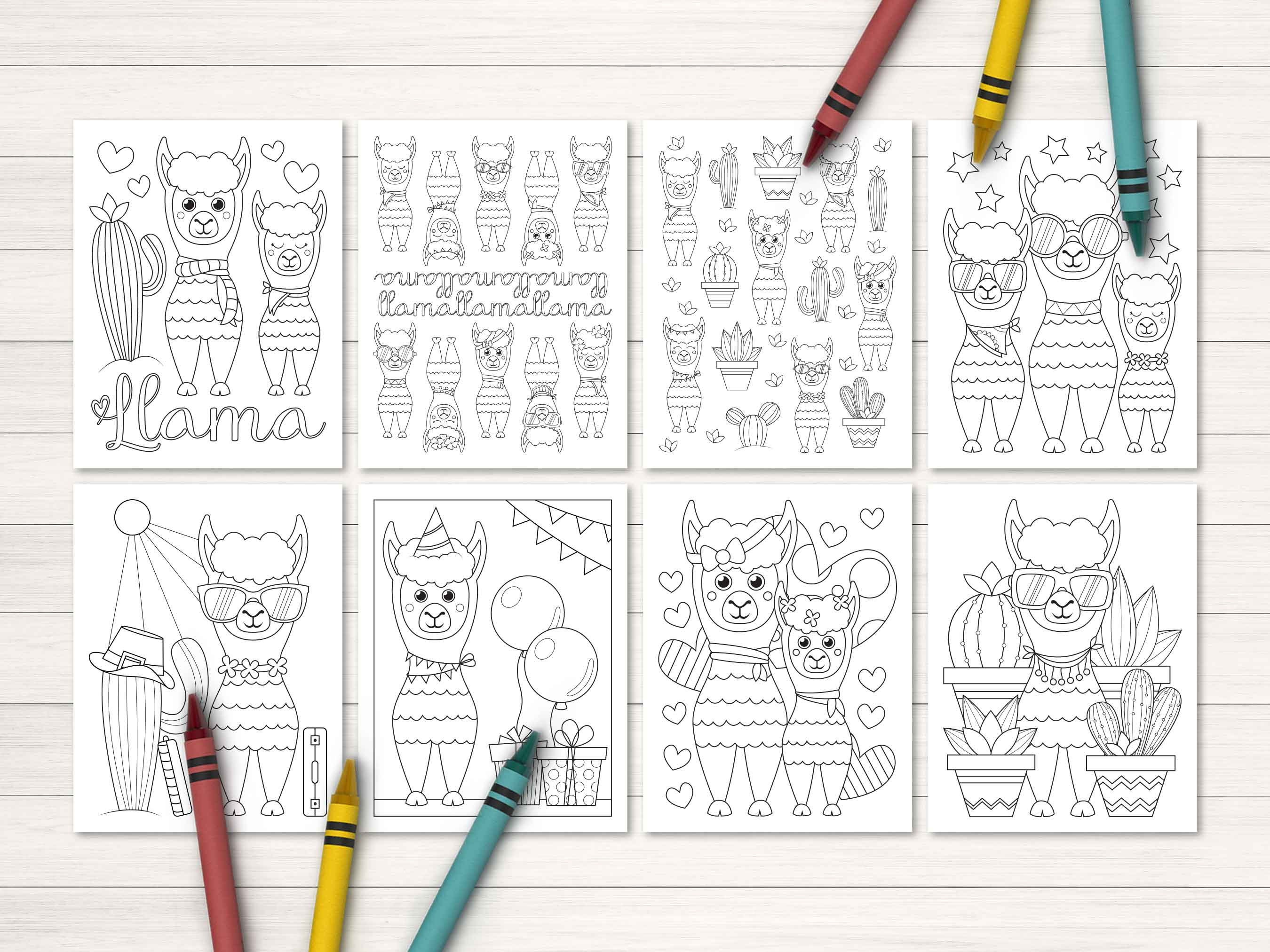 Llama Coloring Pages, Animal Coloring Book for Kids, Printable Kids ...