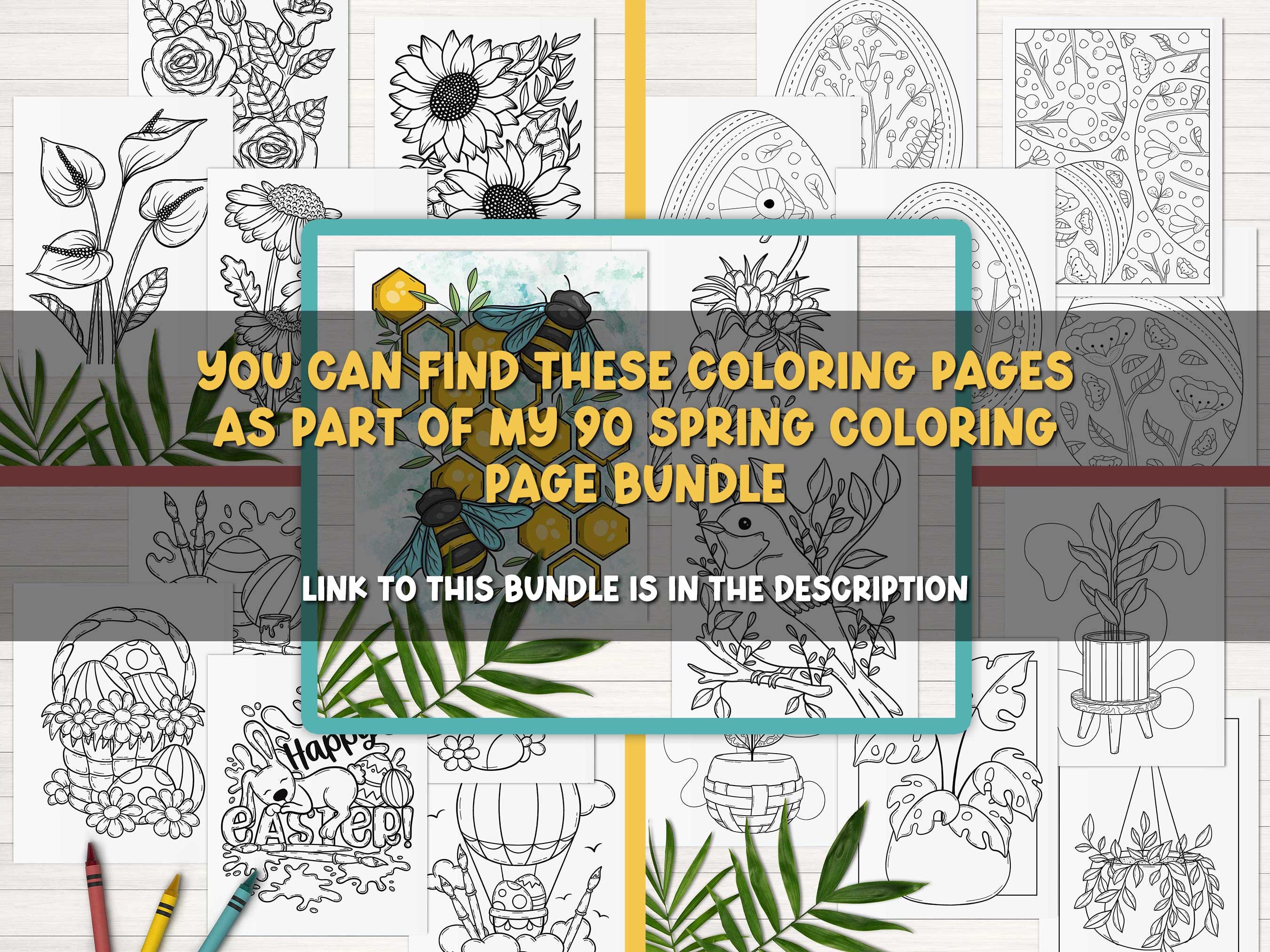 Spring Coloring Pages for Adults, Flower Coloring Book Printable ...