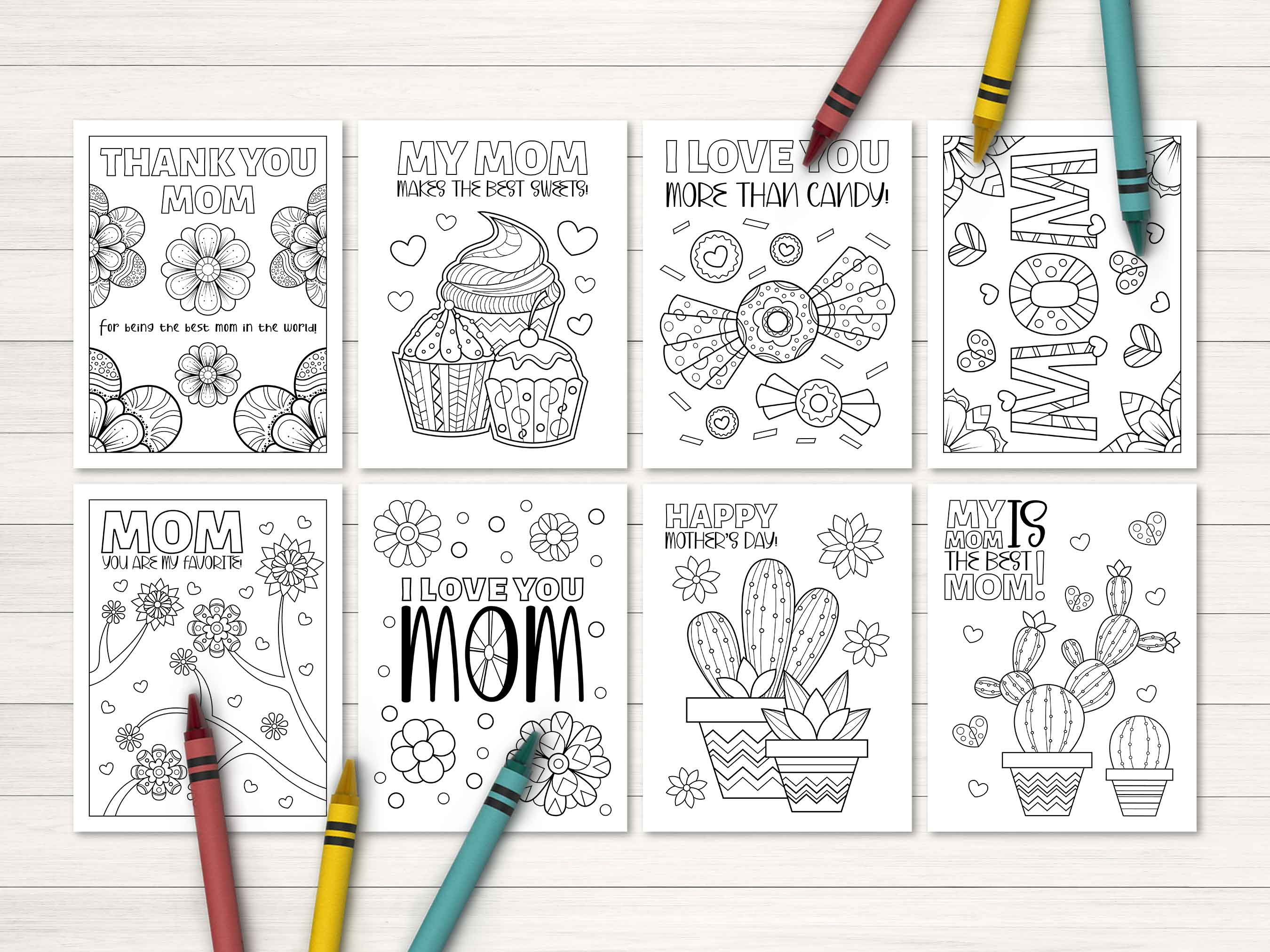 Mothers Day Coloring Pages, Printable Coloring Book for Kids, Mothers ...
