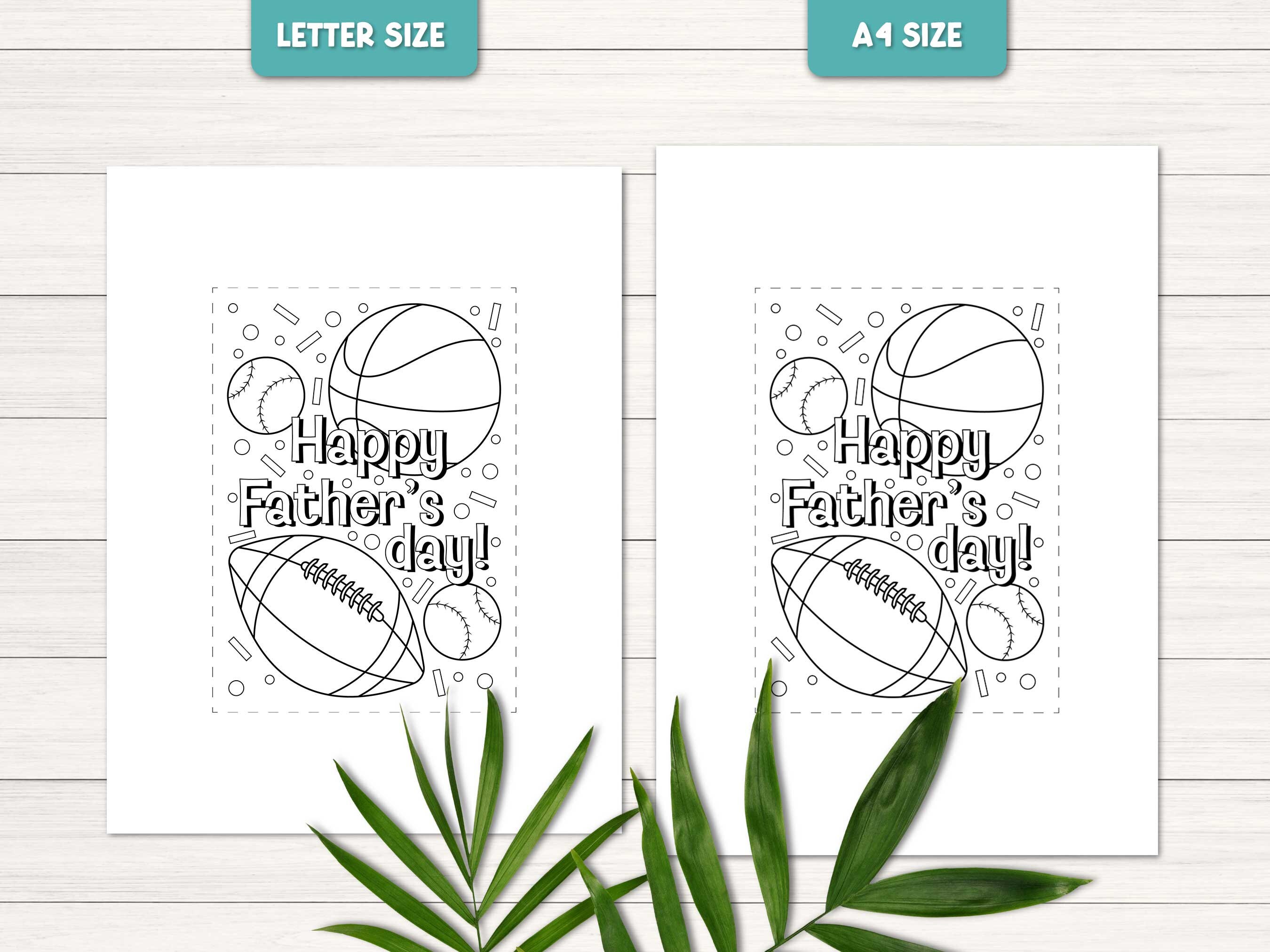 Fathers Day Coloring Card From Kids, Happy Fathers Day Card Digital ...