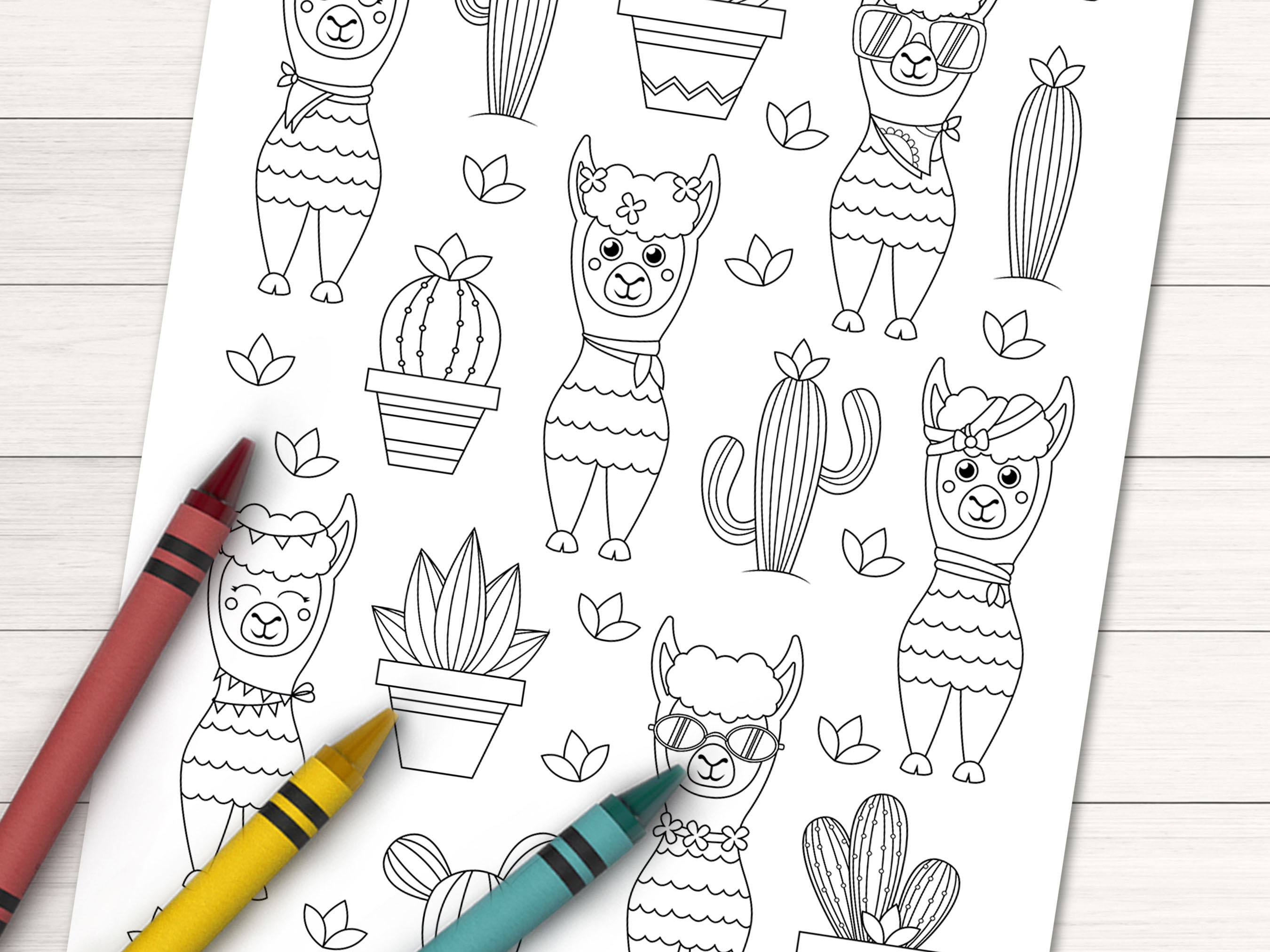 Llama Coloring Pages, Animal Coloring Book for Kids, Printable Kids ...