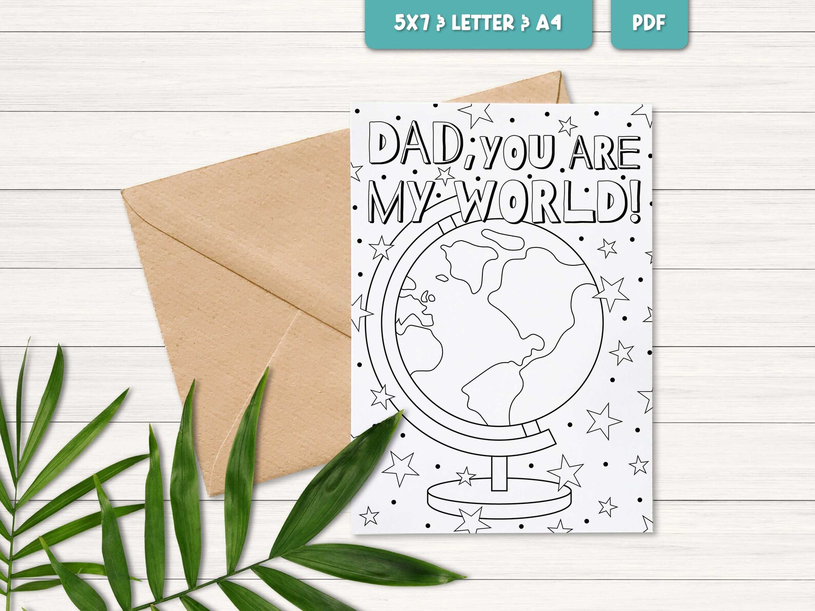 Printable Fathers Day Card From Kids, Fathers Day Coloring Card ...