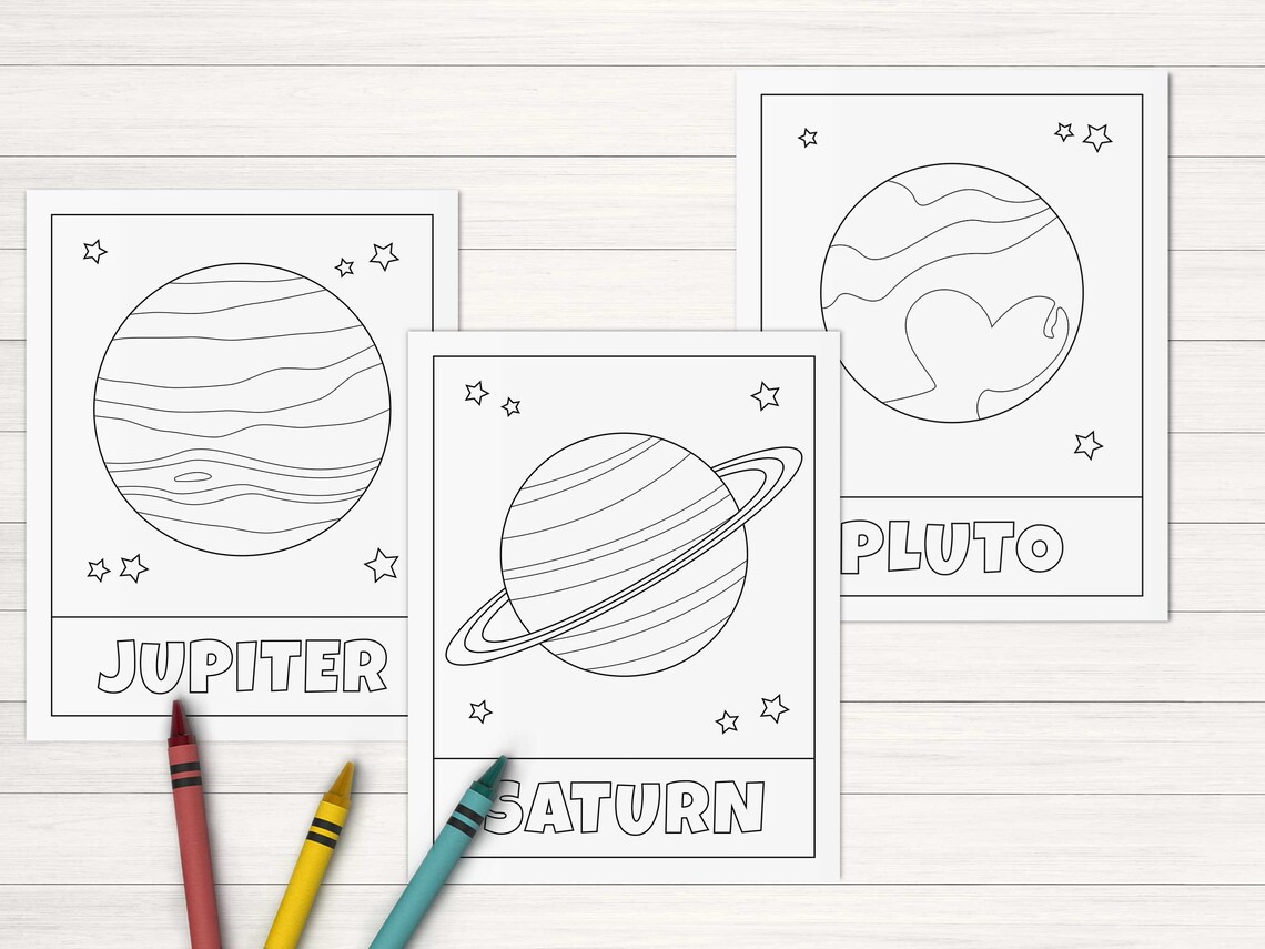 Space Coloring Pages for Kids: Planets & Astronauts (PDF) - Etsy