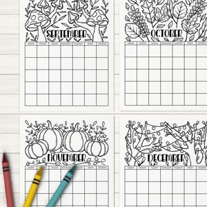 Printable Coloring Calendar for Kids, Undated Planner PDF, Coloring ...