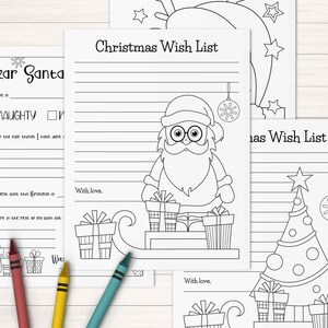 Coloring Letter to Santa for Kids, Christmas Wish List Printable, Dear ...