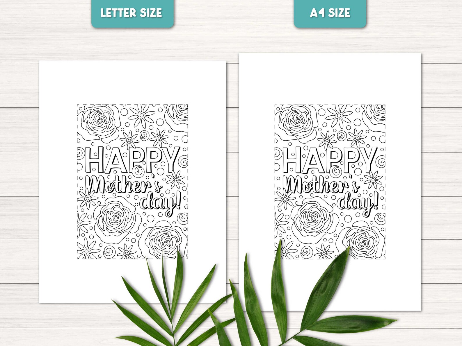 Printable Mother's Day Coloring Card for Kids, Happy Mothers Day Card ...
