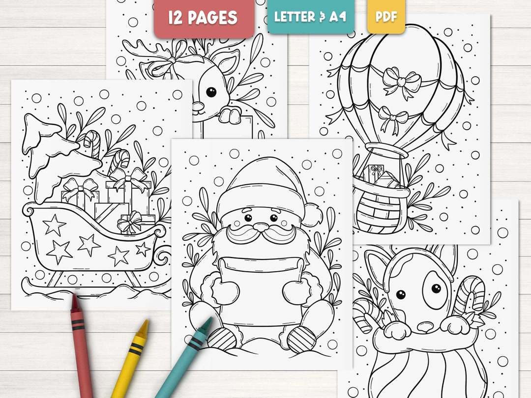 Christmas Coloring Pages for Kids, Printable Coloring Book, Christmas ...