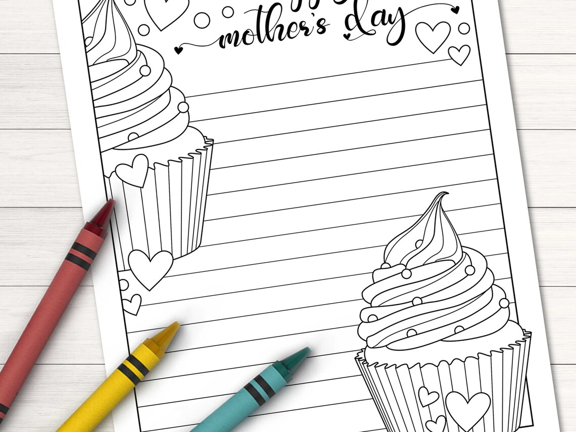 Mothers Day Letter, Printable Coloring Card, Mothers Day Coloring Pages ...