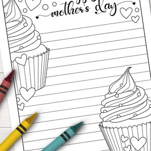 Mothers Day Letter, Printable Coloring Card, Mothers Day Coloring Pages ...