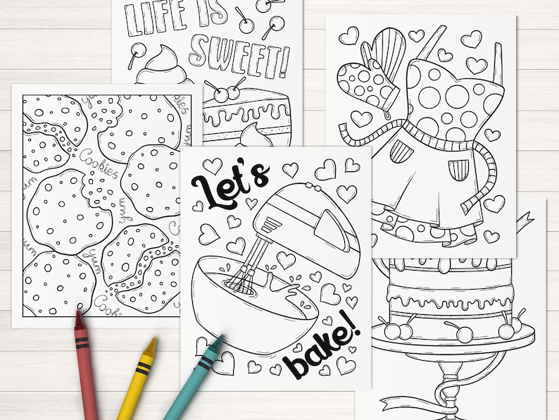 Baking Coloring Pages for Kids, Food Coloring Page Printable, Sweets ...