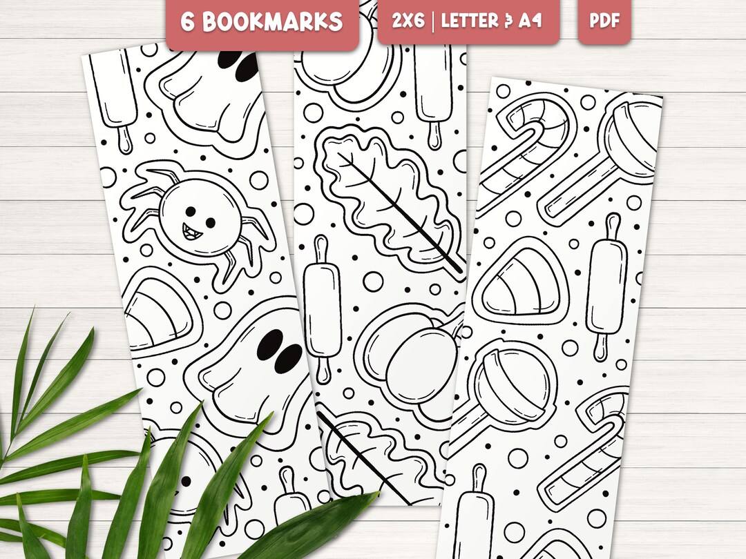 Halloween Coloring Bookmarks for Kids: Printable Party Favors (PDF) - Etsy