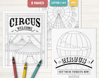 Circus Carnival Adventures: Printable Coloring Pages for Kids - Etsy