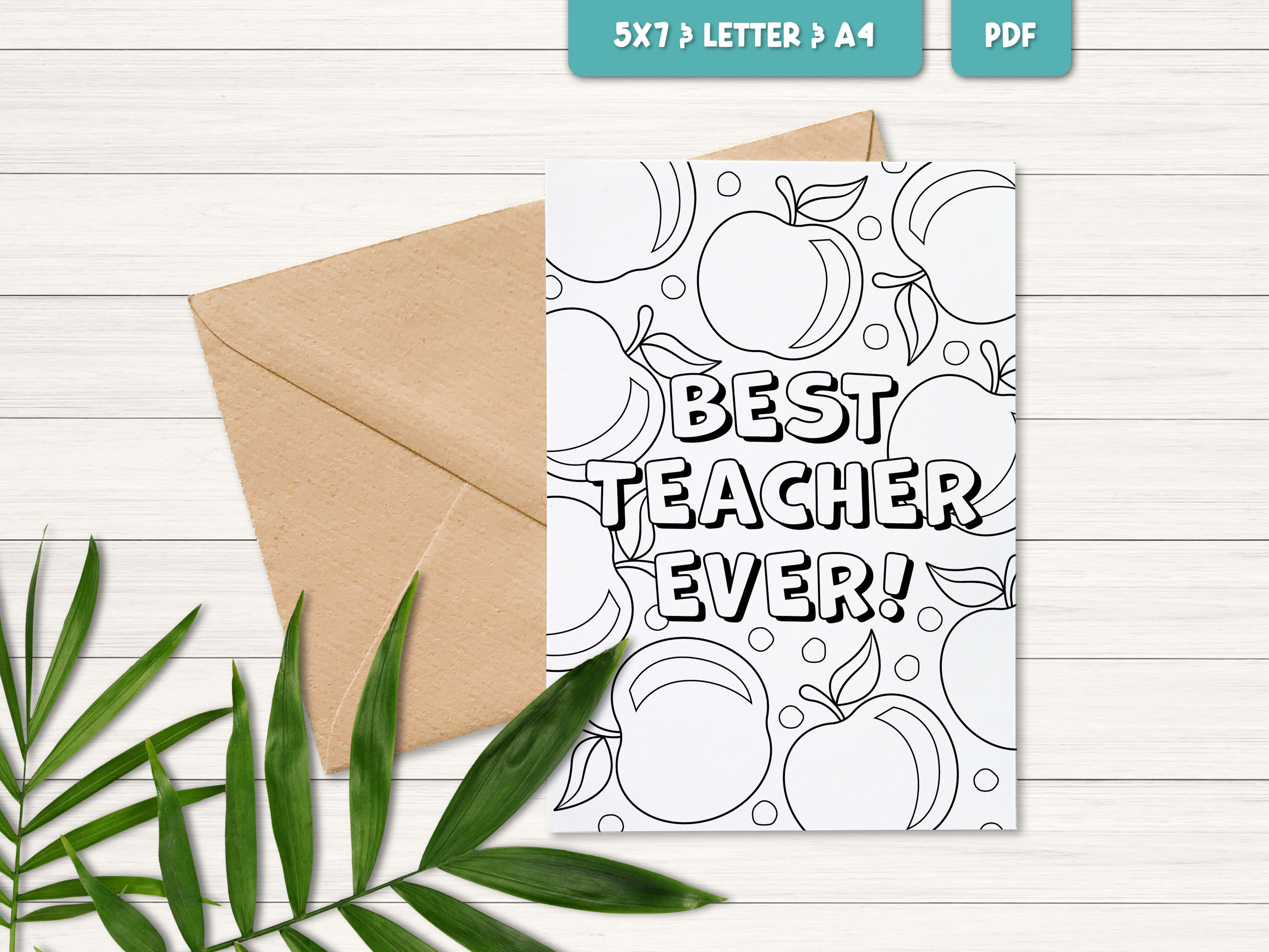 Best Teacher Printable Coloring Card for Kids Greeting Card - Etsy