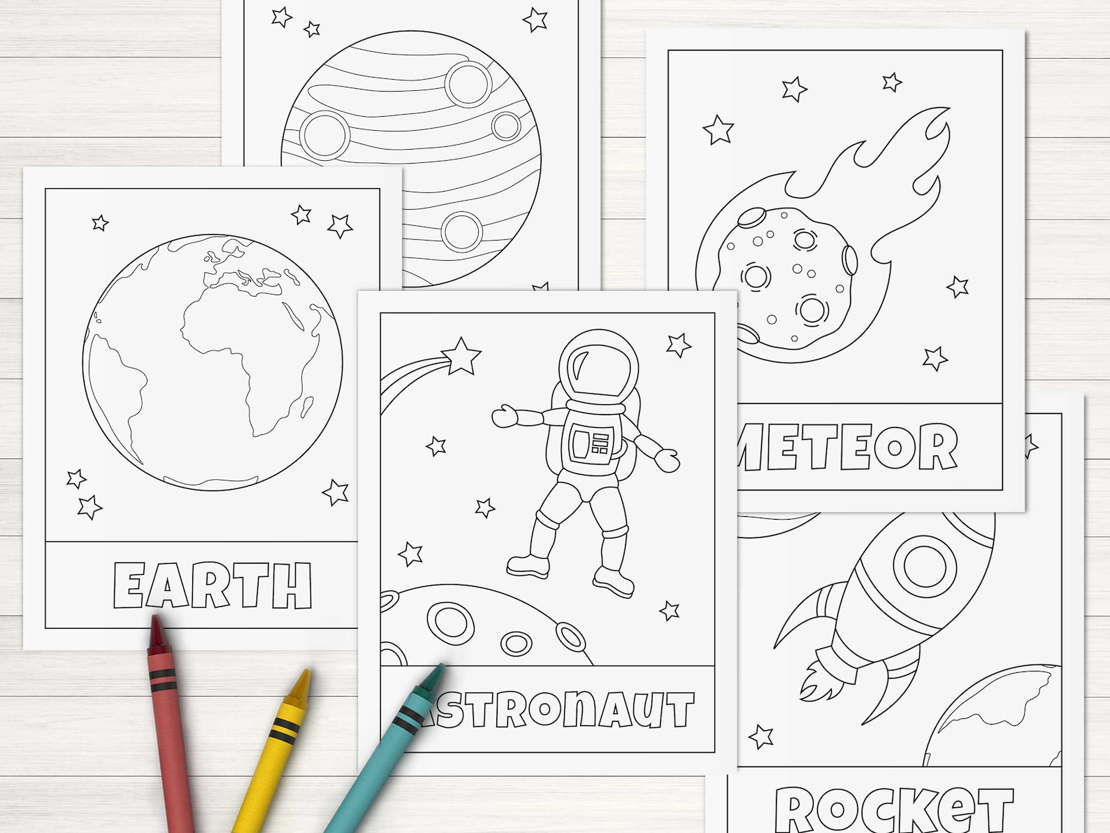 Space Coloring Pages for Kids: Planets & Astronauts (PDF) - Etsy