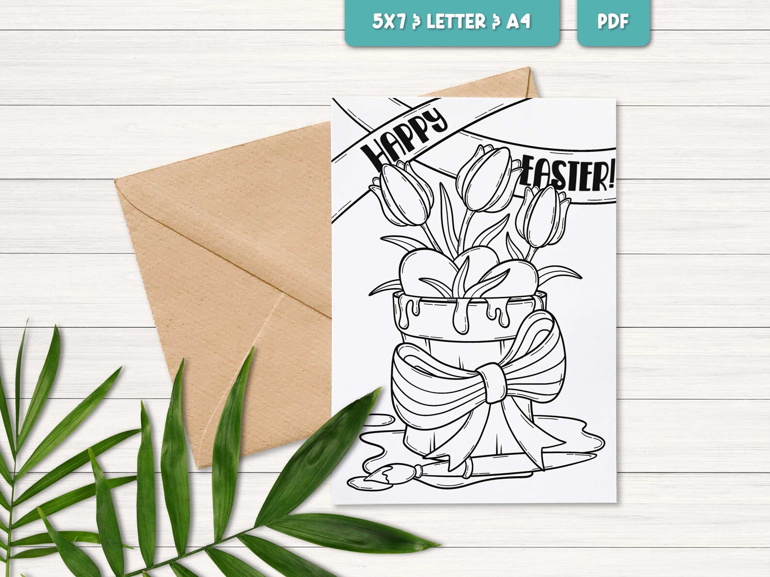 Printable Easter Card to Color, Happy Easter Card Digital, Easter ...
