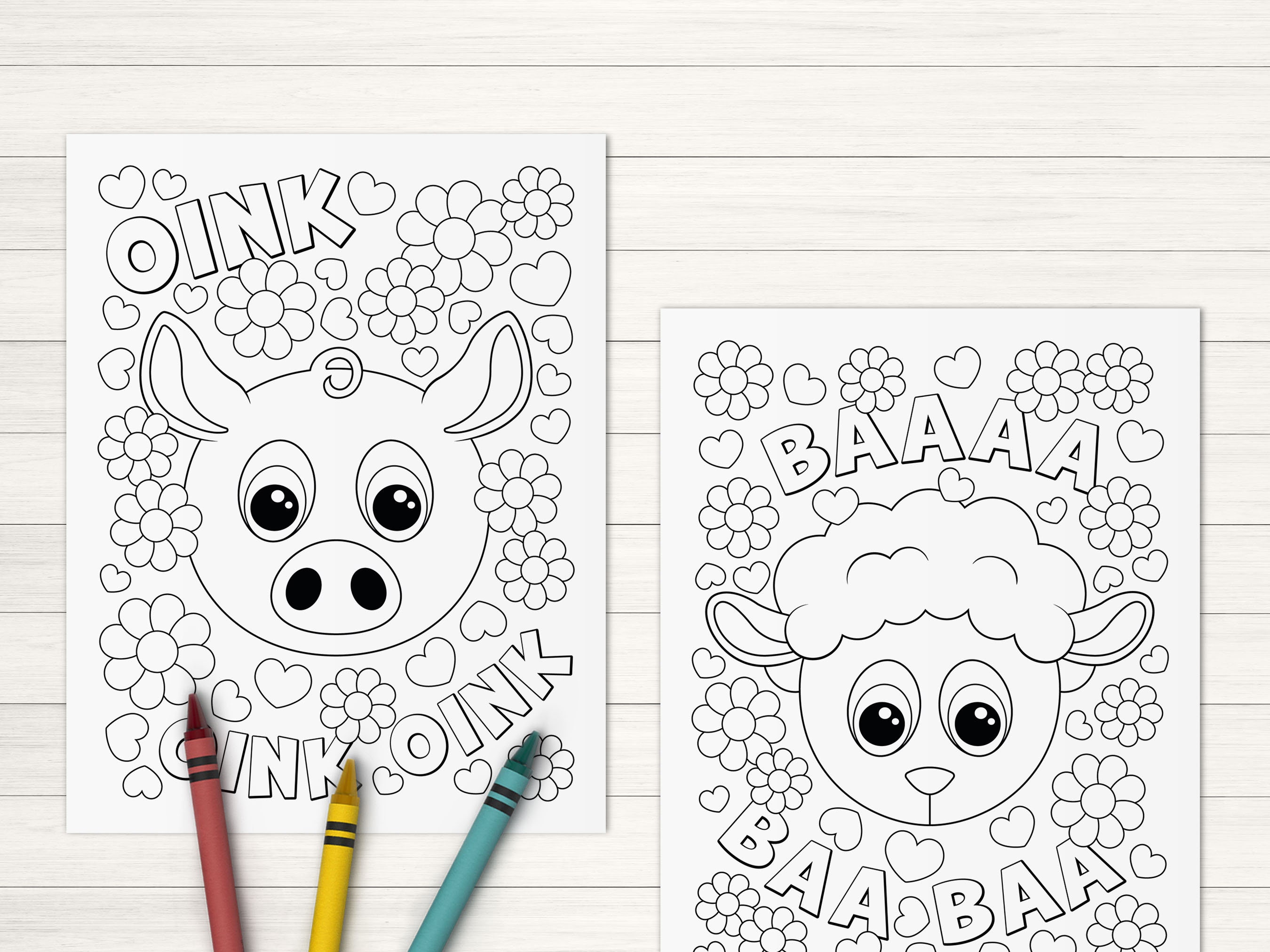 Farm Animal Coloring Pages, Cute Animal Coloring Pages for Kids ...