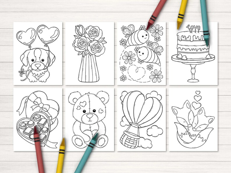 Valentines Day Coloring Pages for Kids and Adults, Printable Valentines ...