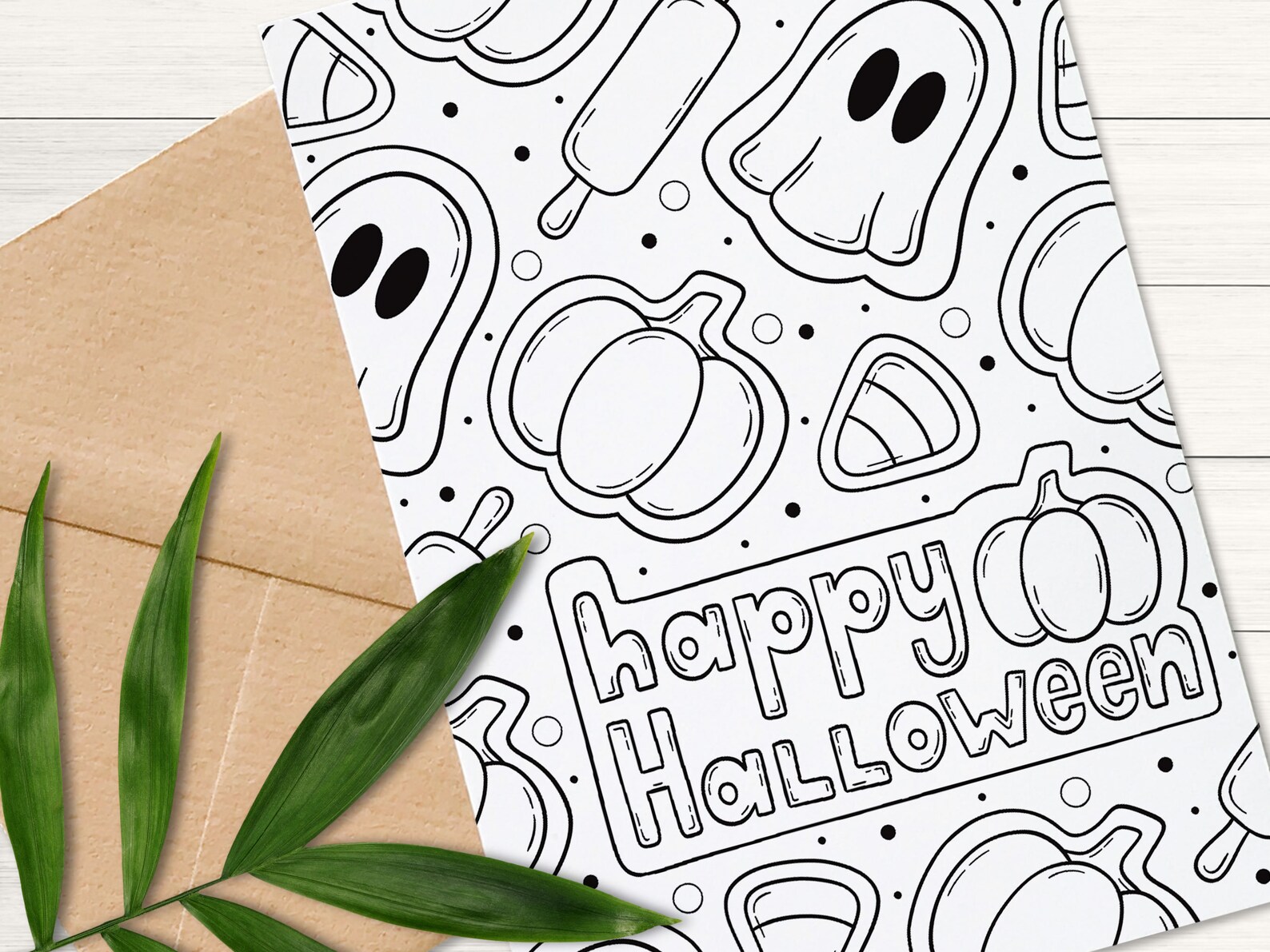 Printable Halloween Coloring Card: Kids Activity (PDF) - Etsy
