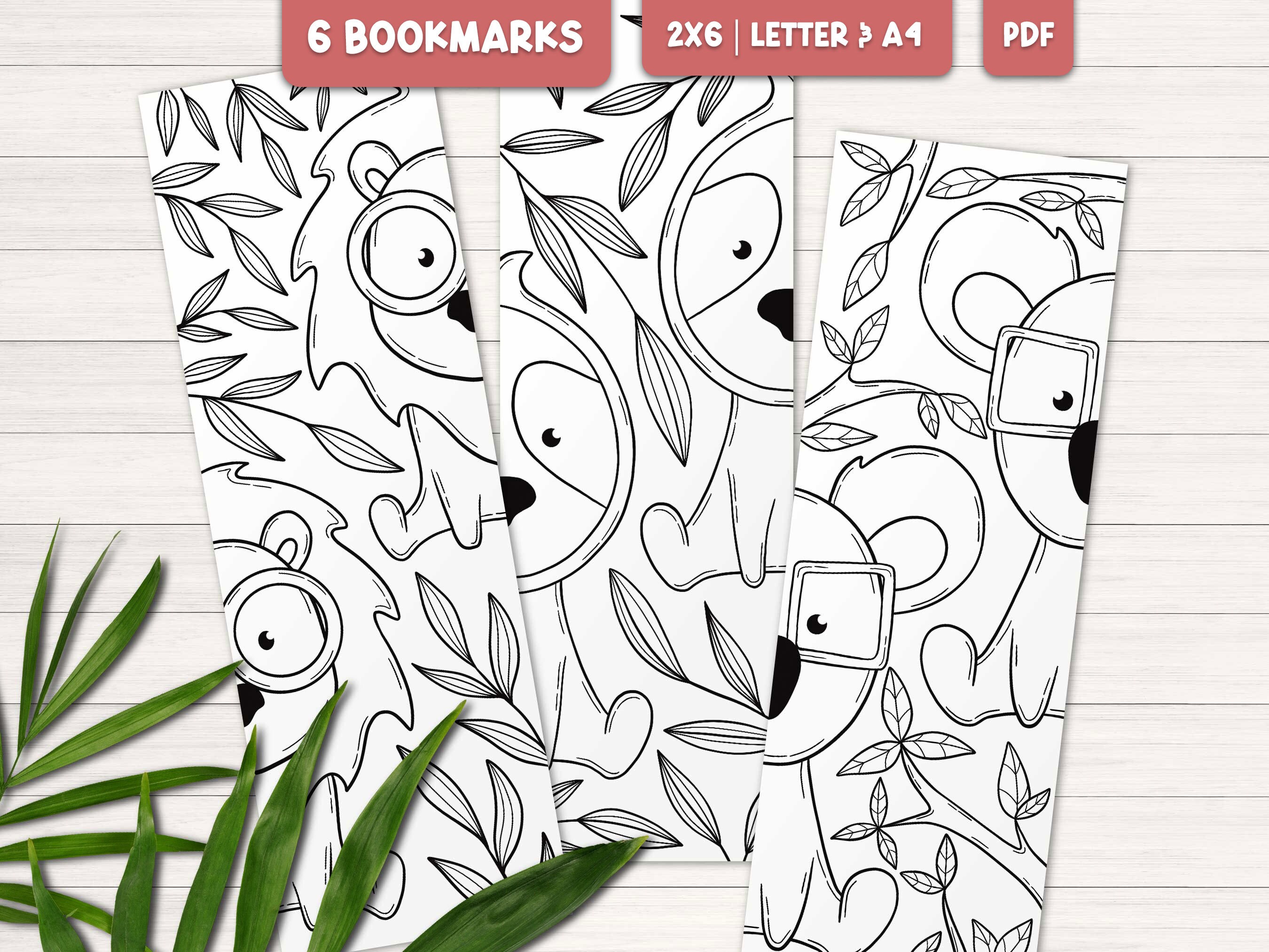 Jungle Animal Coloring Bookmarks for Kids, Printable Bookmarks to Color ...