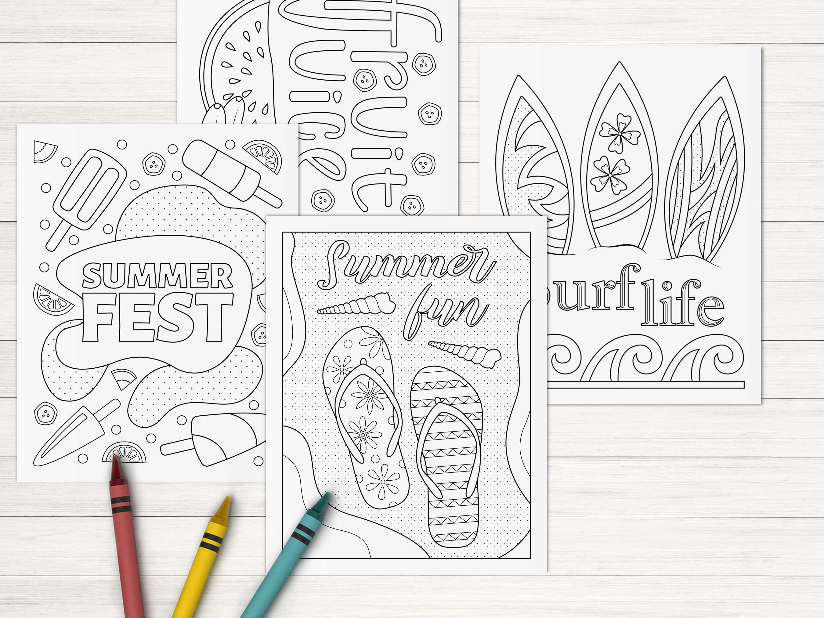 Printable Summer Coloring Pages for Adults, Summer Coloring Sheets for ...