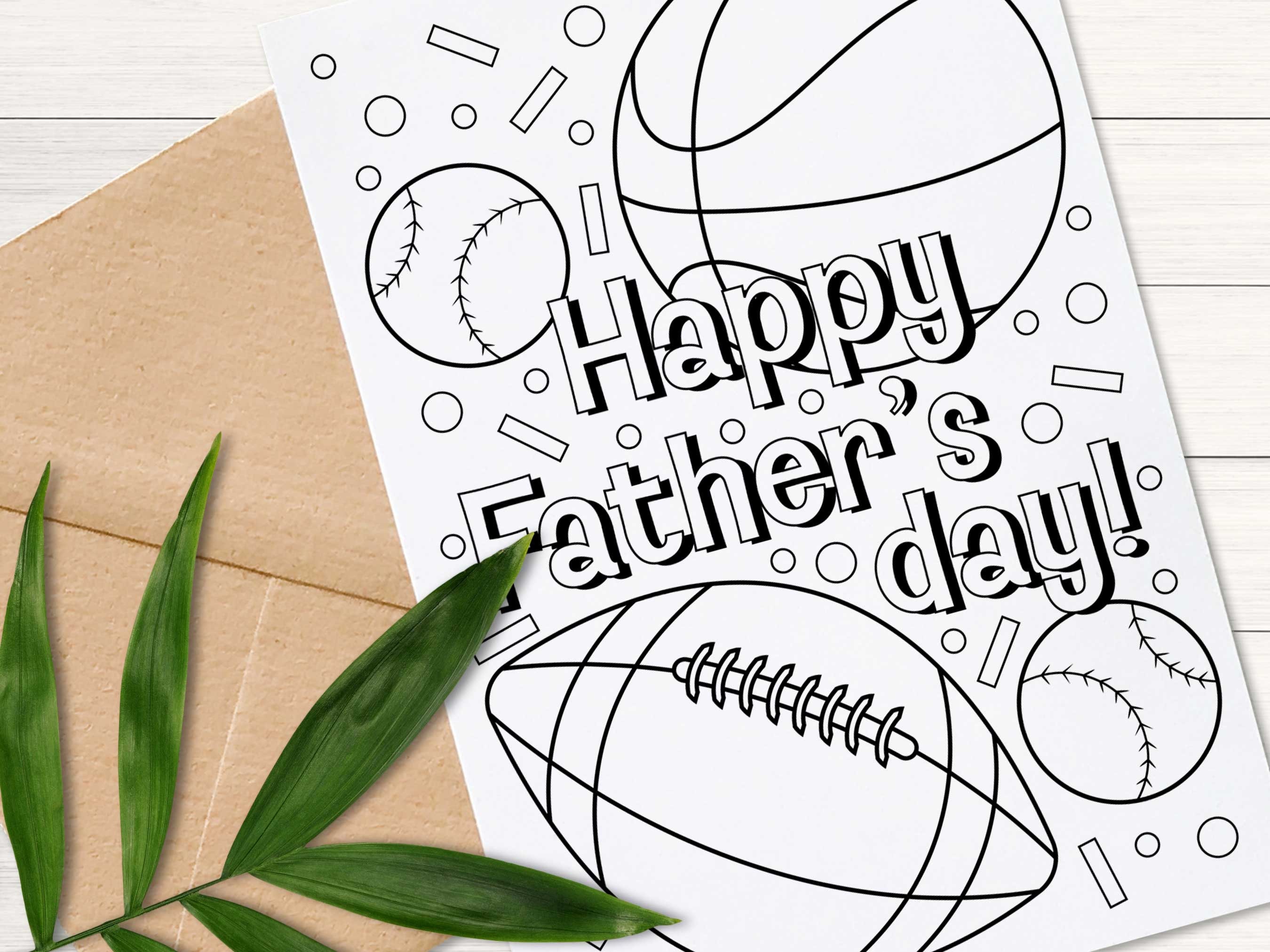 Fathers Day Coloring Card From Kids, Happy Fathers Day Card Digital ...