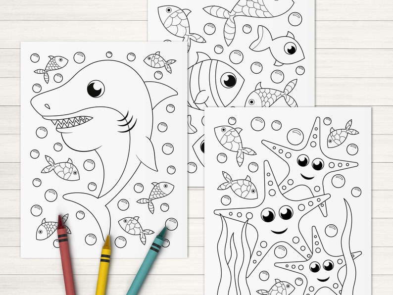 Sea Animal Coloring Pages for Kids, Ocean Coloring Book, Preschool ...