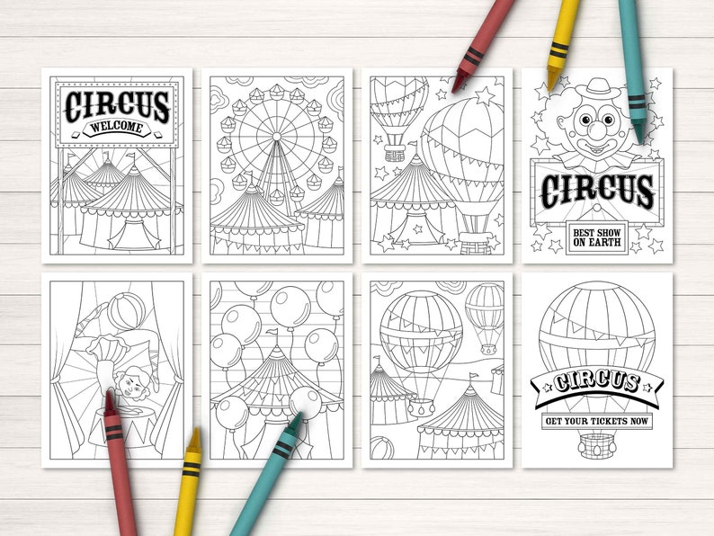 Circus Coloring Pages for Kids Printable, Carnival Party Activity ...