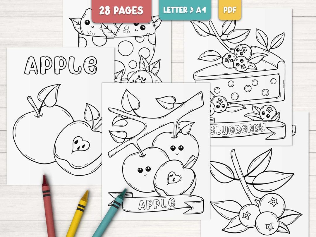 Fruit Coloring Pages for Kids Printable, Educational Coloring Book ...
