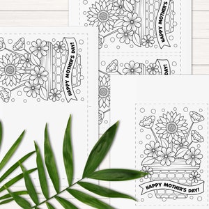 Printable Mother's Day Card, Coloring Card for Kids, Flower Card ...