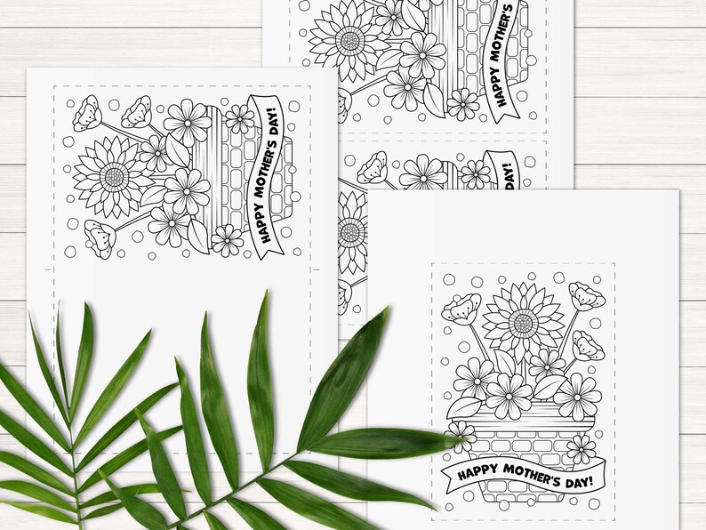 Printable Mother's Day Card, Coloring Card for Kids, Flower Card ...