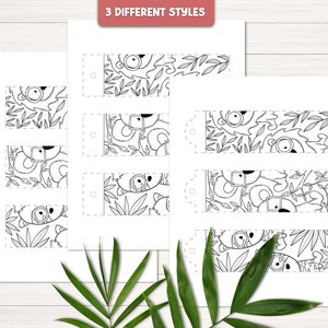 Jungle Animal Coloring Bookmarks for Kids, Printable Bookmarks to Color ...