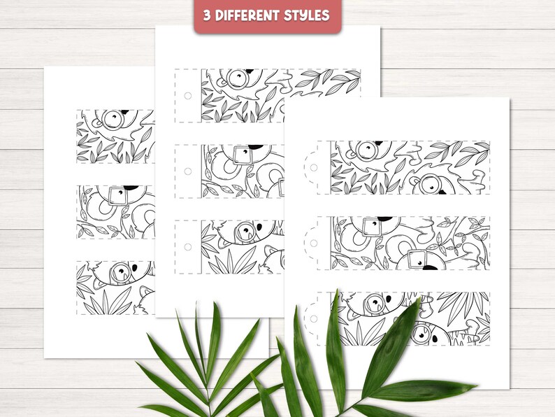 Jungle Animal Coloring Bookmarks for Kids, Printable Bookmarks to Color ...