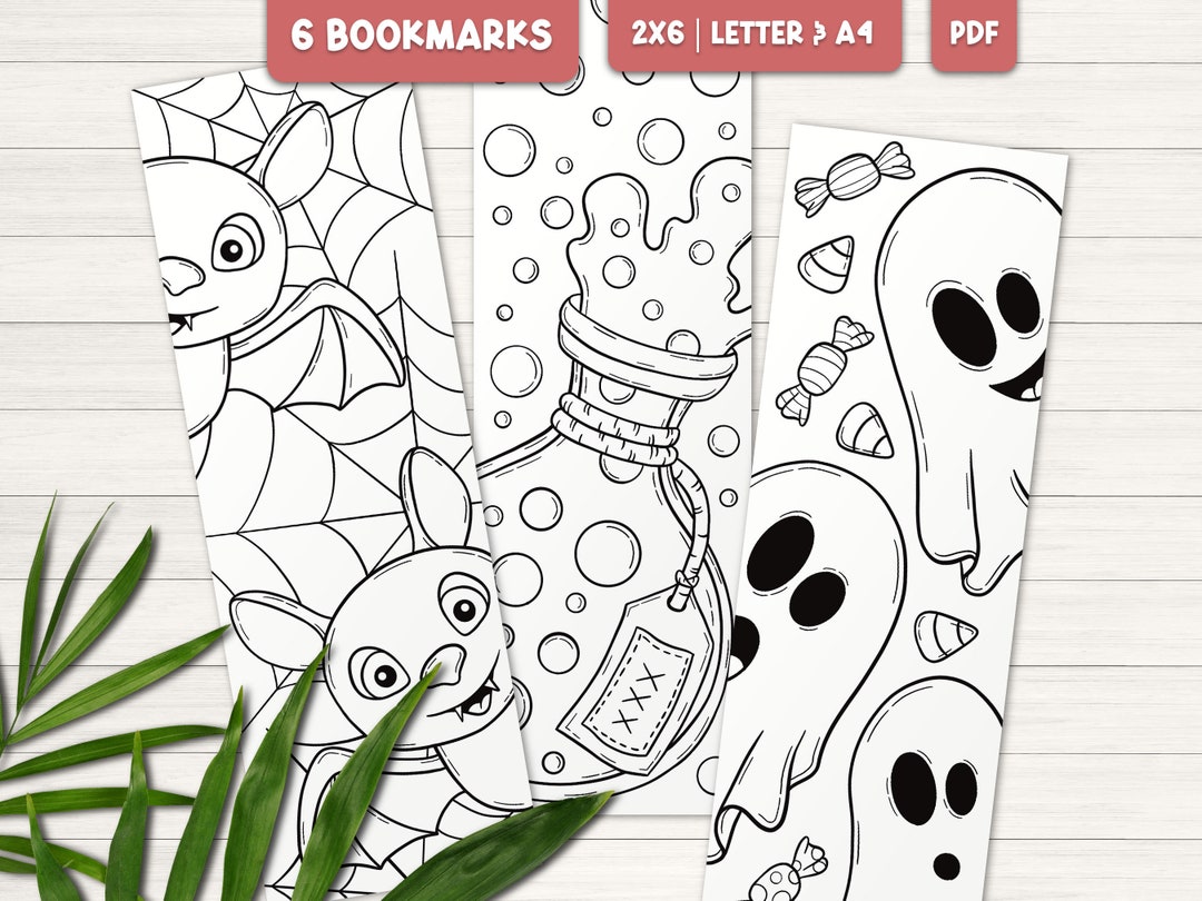 Printable Halloween Coloring Bookmarks: Kids' Activity (digital ...