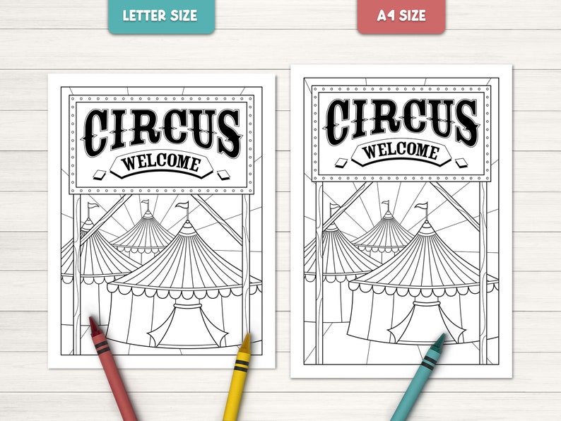 Circus Coloring Pages for Kids Printable, Carnival Party Activity ...