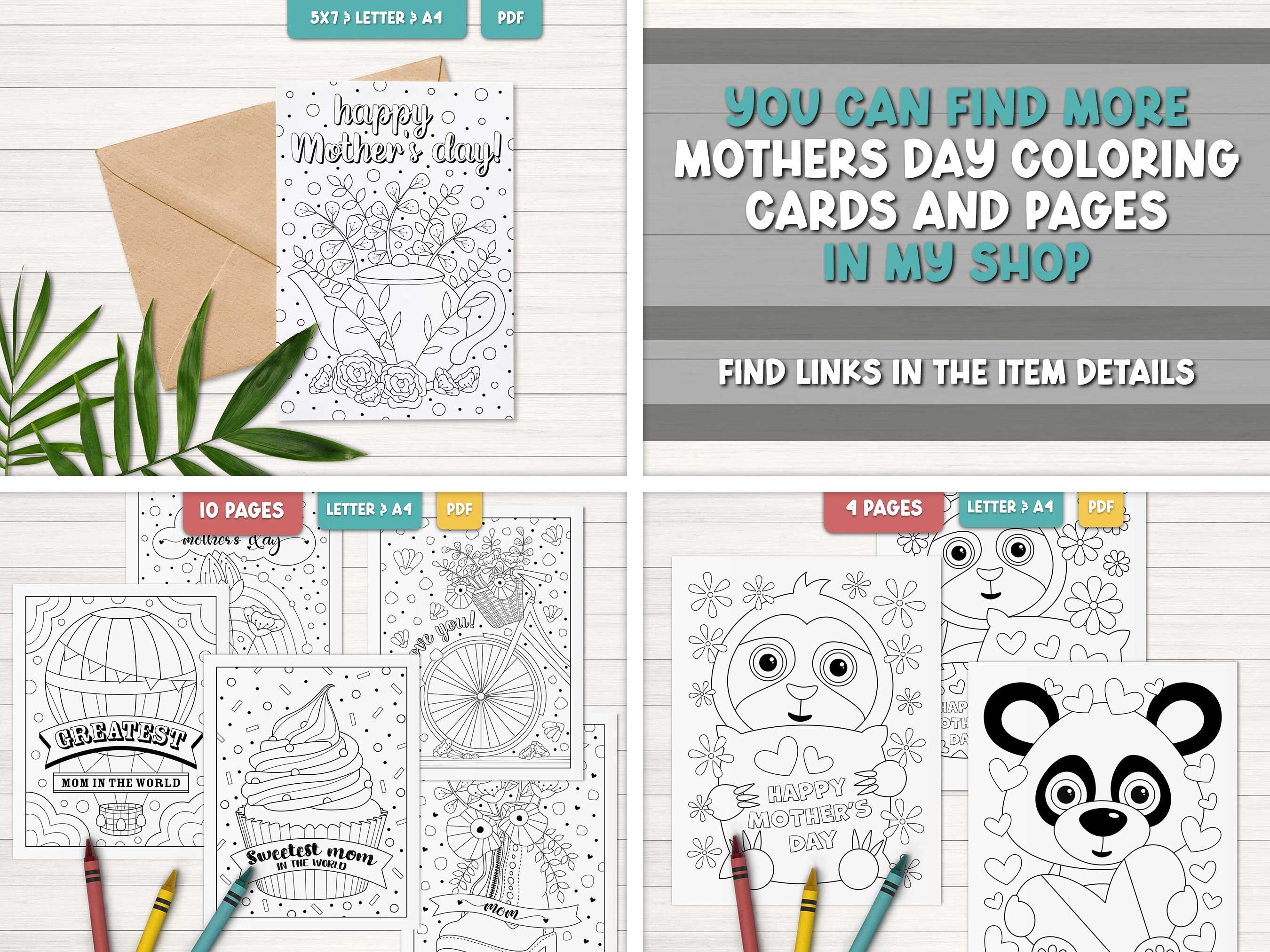 Mothers Day Letter, Printable Coloring Card, Mothers Day Coloring Pages ...
