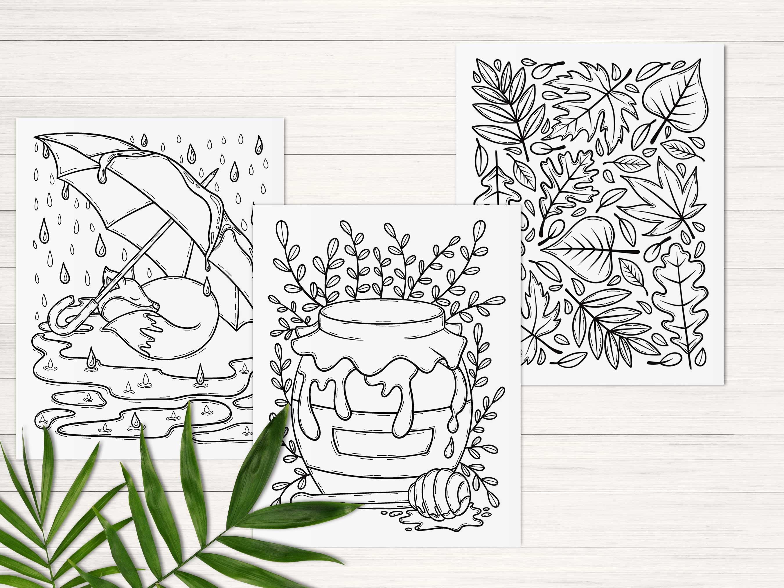 Fall Coloring Pages for Adults, Autumn Coloring Book, Pumpkin Coloring ...