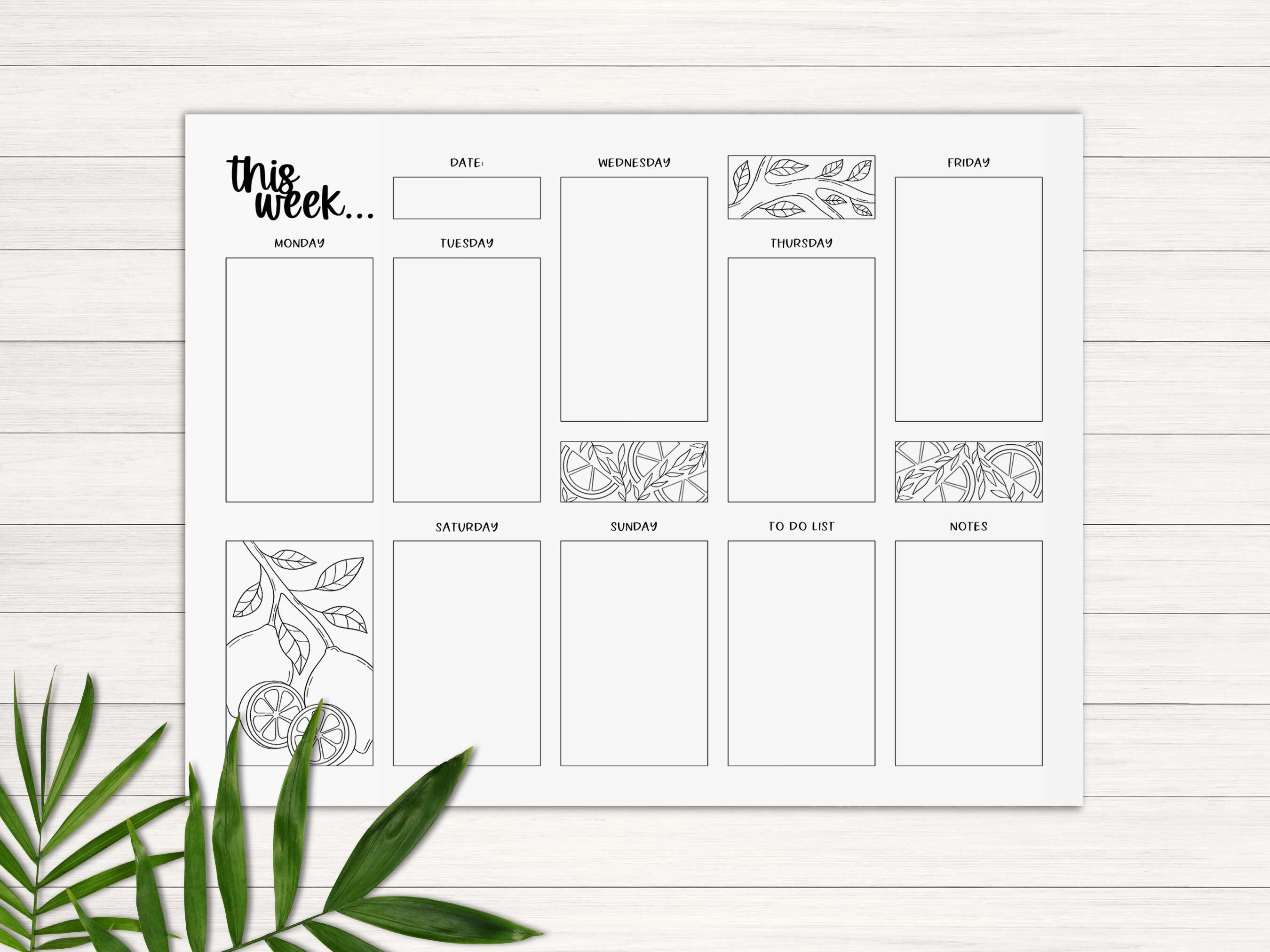 Printable Weekly Planner Landscape Coloring Planner - Etsy