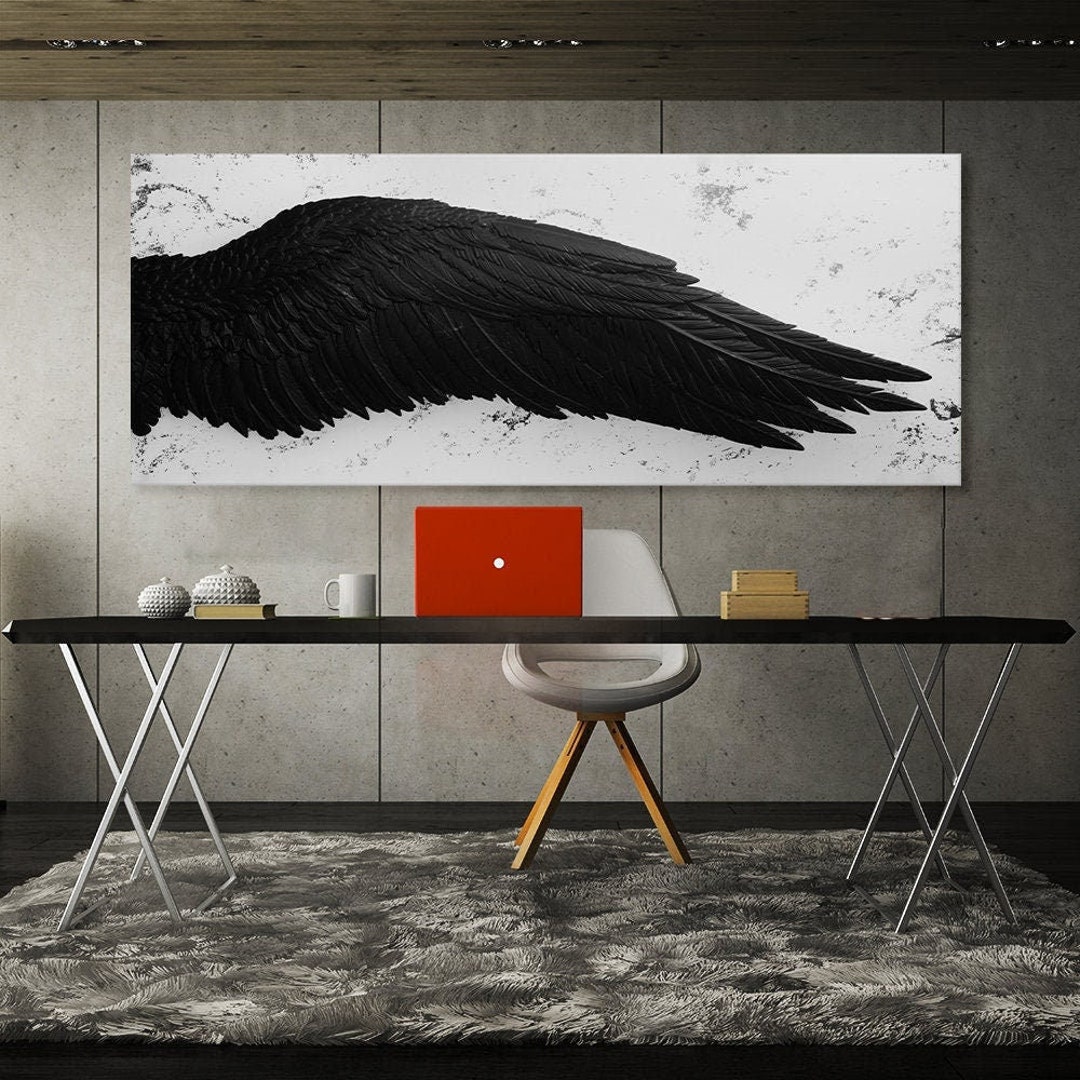 Angel Wings Half Wing Black Lucifer Art Canvas Wall Art Pop - Etsy