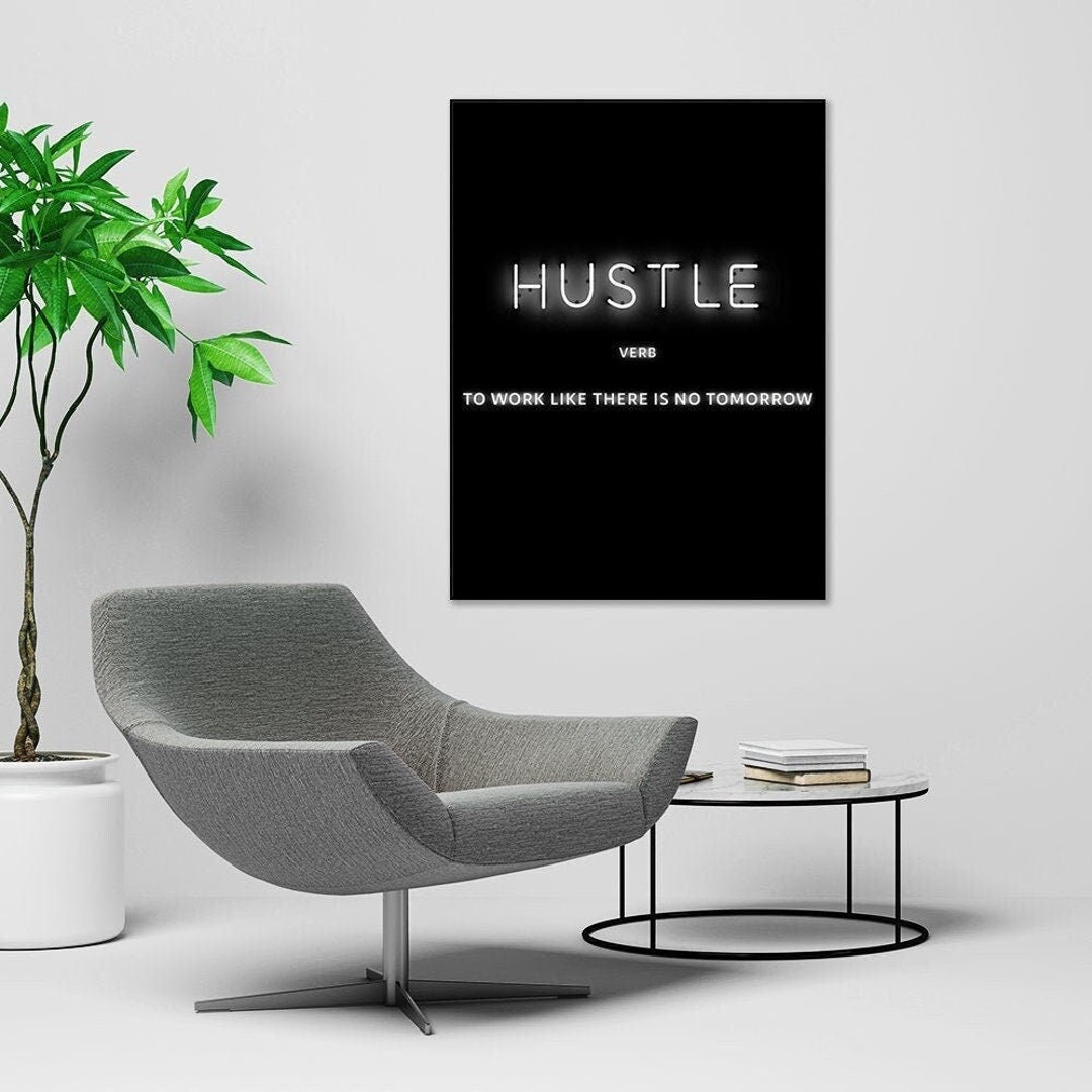 Definition Hustle Word Motivational Neon Canvas Office Decor - Etsy