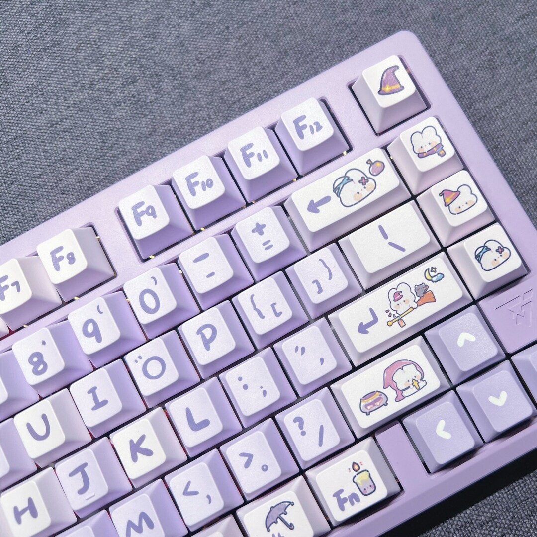 Lolita Magic Rabbit Keycaps Set Cute Purple Rabbit Keycaps - Etsy