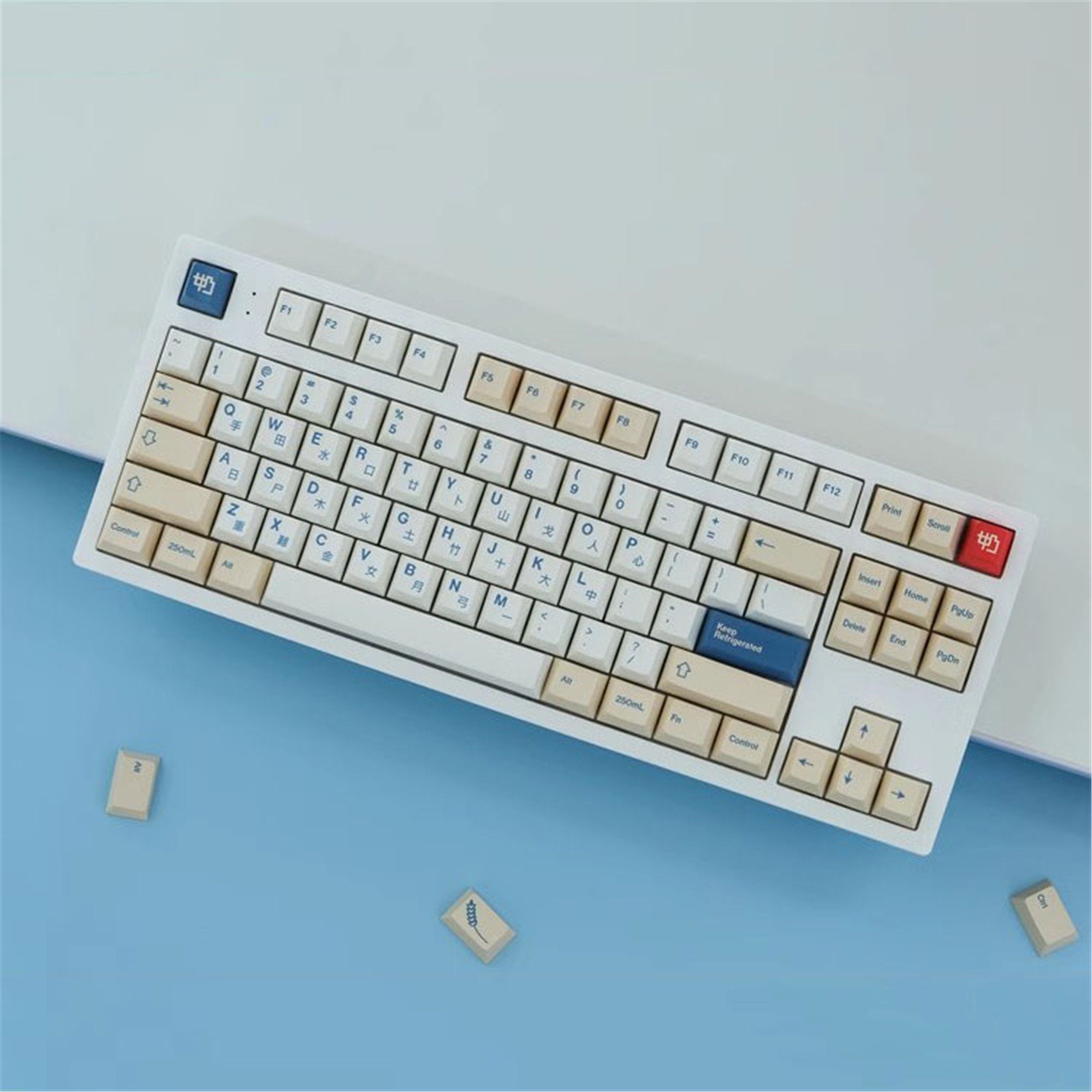 Cute Soy Milk Keycaps Set Blue Keycaps Set Cherry High - Etsy