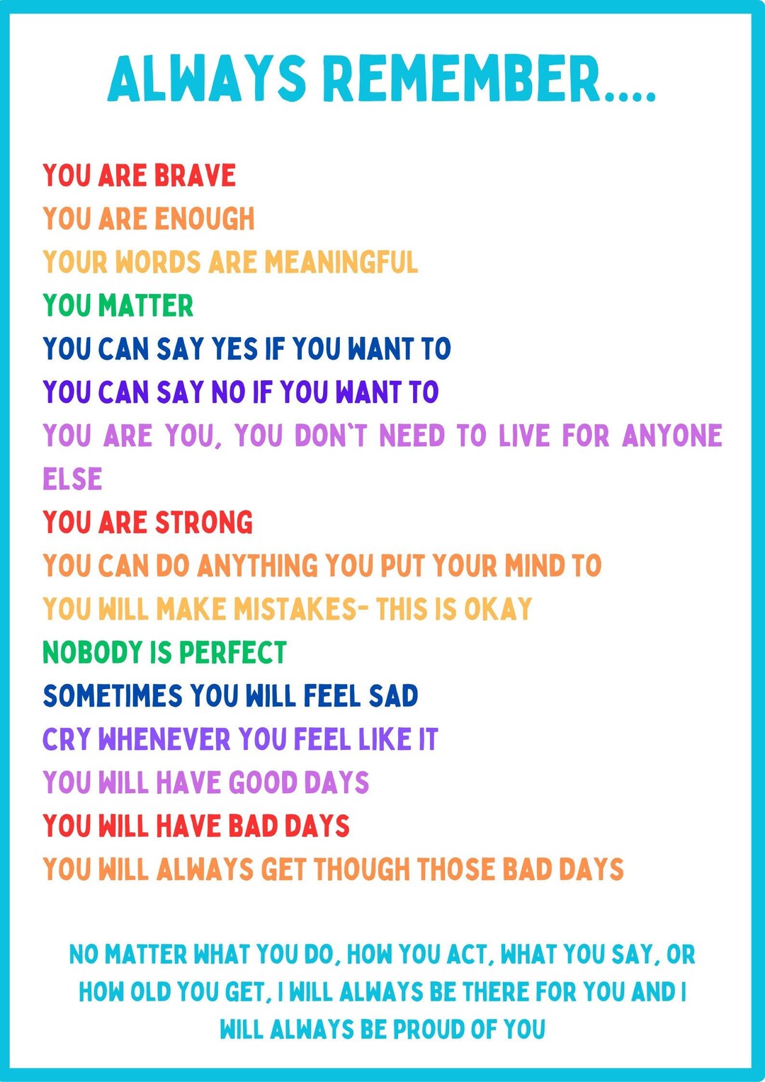 Kids Self-esteem Digital Poster! - Etsy
