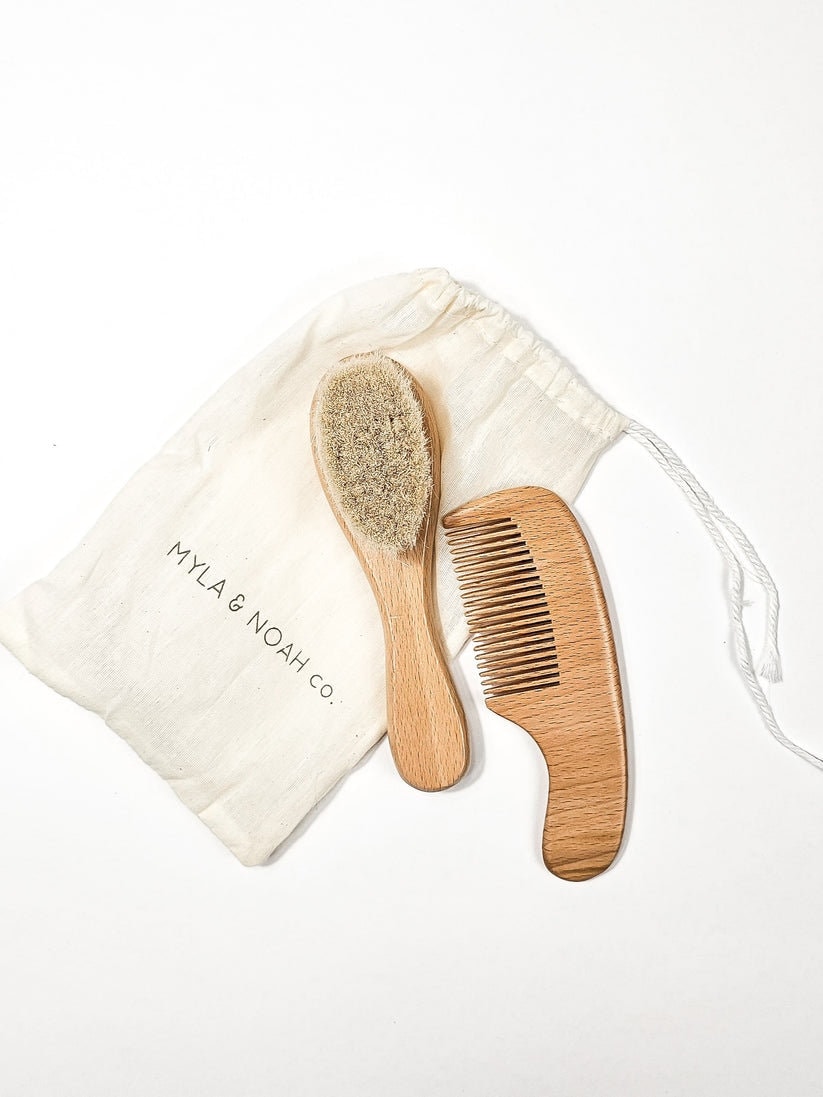 Bamboo Hair Brush and Comb Set - Etsy