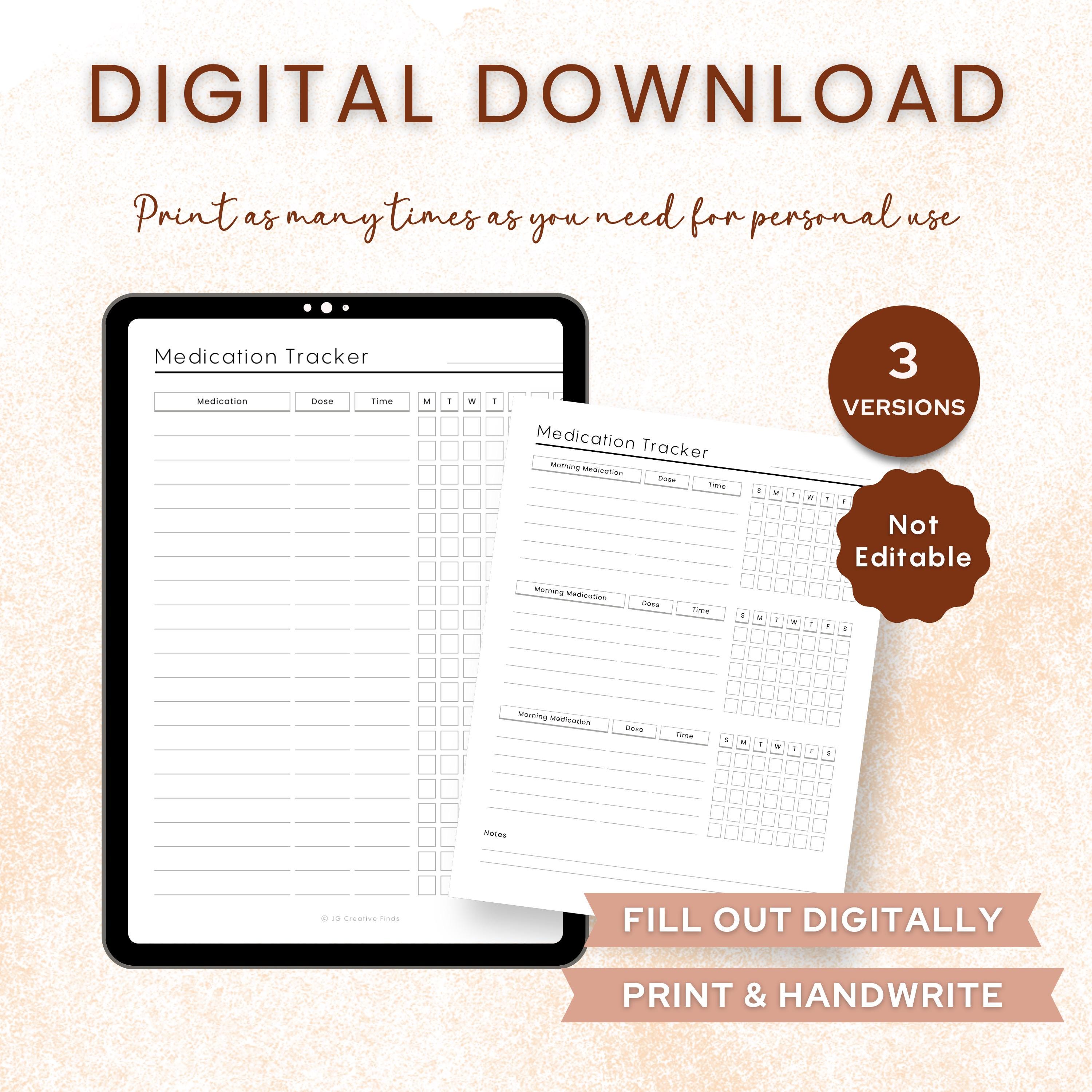 Medication Log Printable, Medical Tracker, Chronic Illness, Pill ...